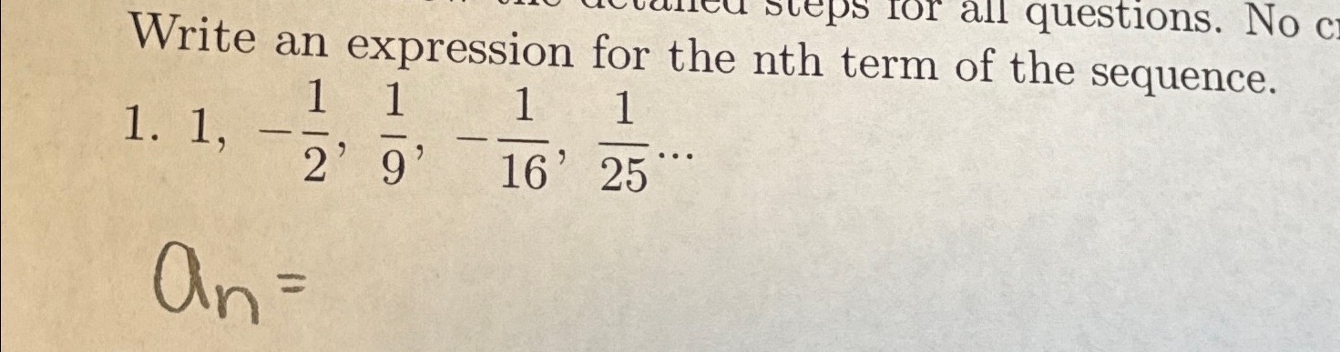 Solved Write an expression for the nth term of the | Chegg.com