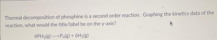 Solved Thermal decomposition of phosphine is a second order | Chegg.com
