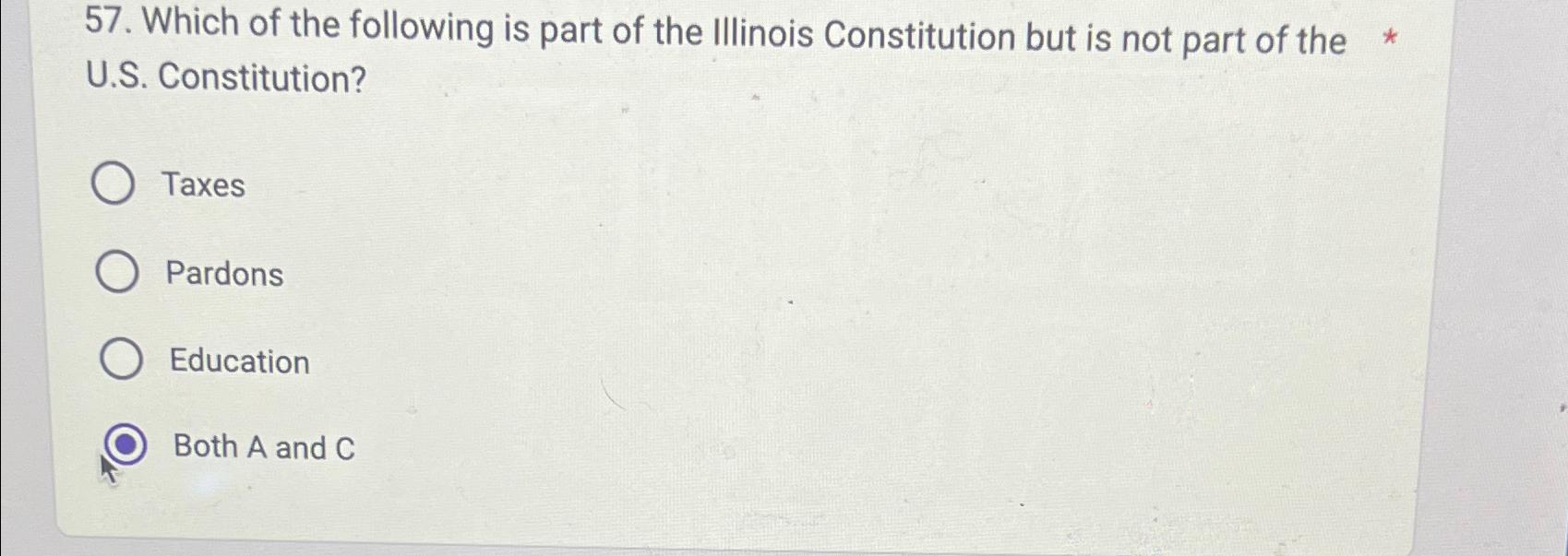 Solved Which of the following is part of the Illinois | Chegg.com