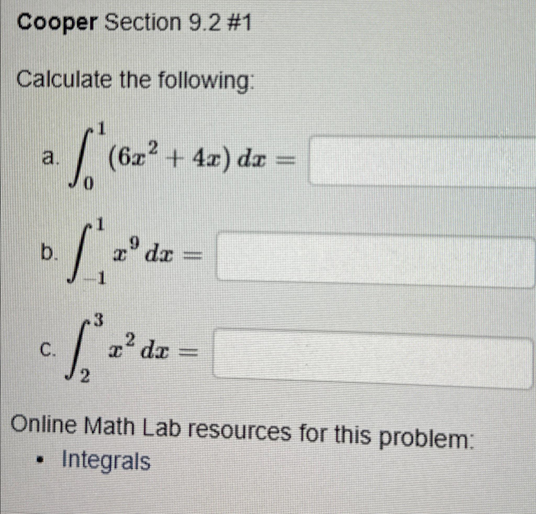 Solved Cooper Section 9.2#1Calculate the | Chegg.com