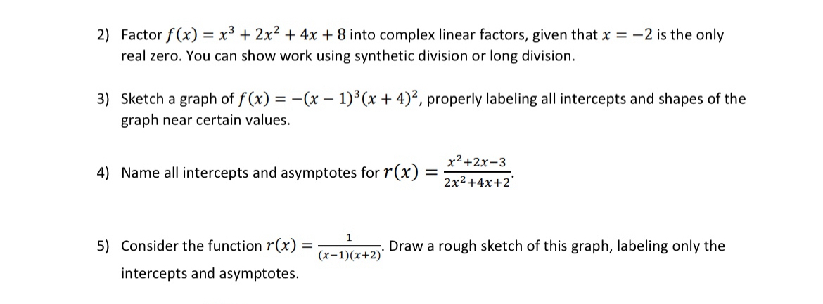 Solved Factor f(x)=x3+2x2+4x+8 ﻿into complex linear factors, | Chegg.com