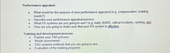 Performance appraisal What would be the purpose of | Chegg.com