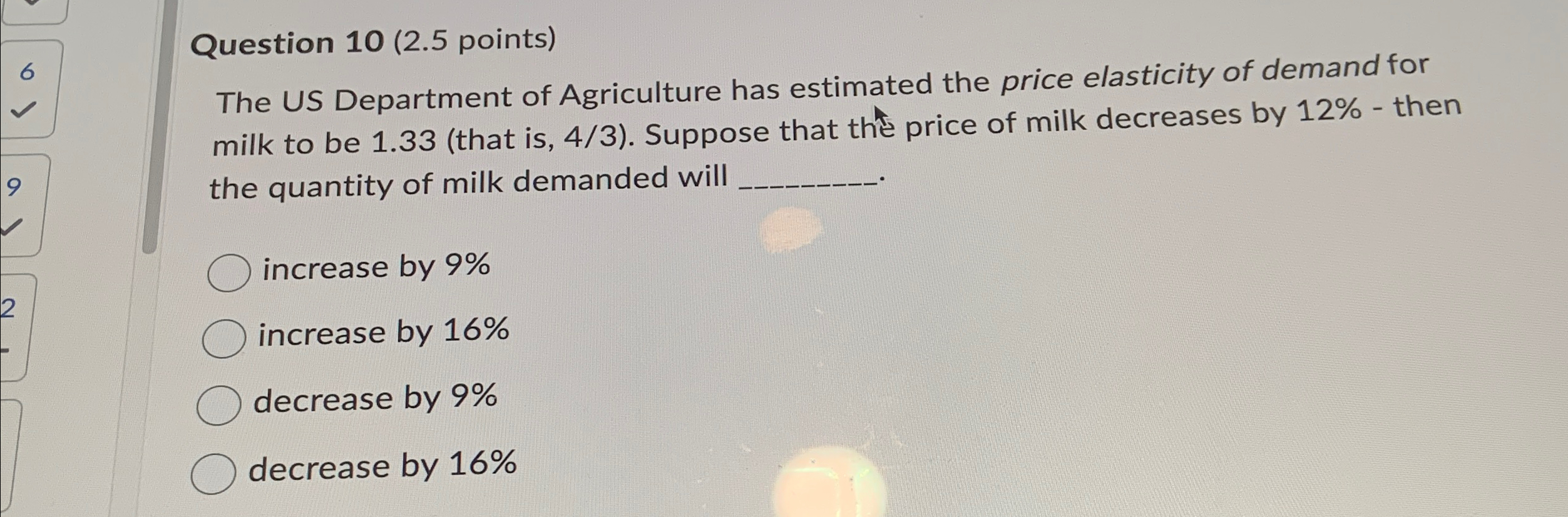 Solved Question 10 (2.5 ﻿points)The US Department of | Chegg.com