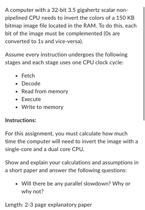 Solved A computer with a 32-bit 3.5 gigahertz scalar | Chegg.com