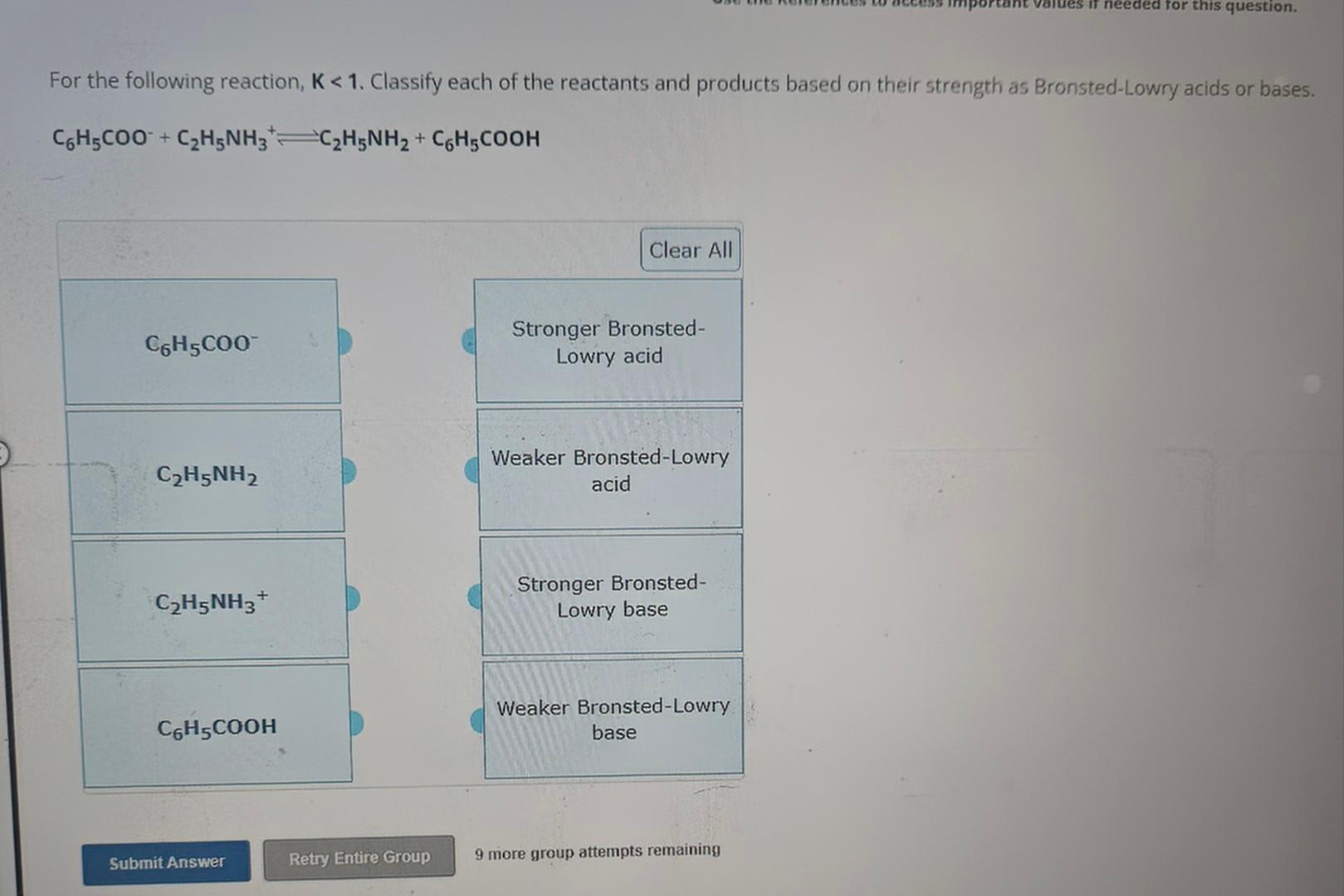 Solved For the following reaction, K