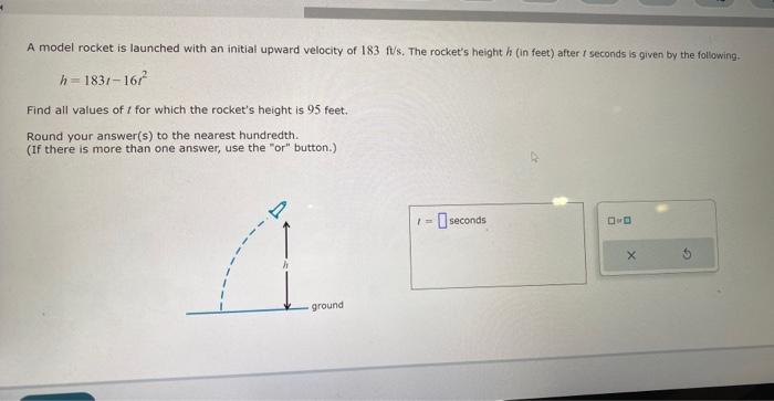 Solved A model rocket is launched with an initial upward | Chegg.com