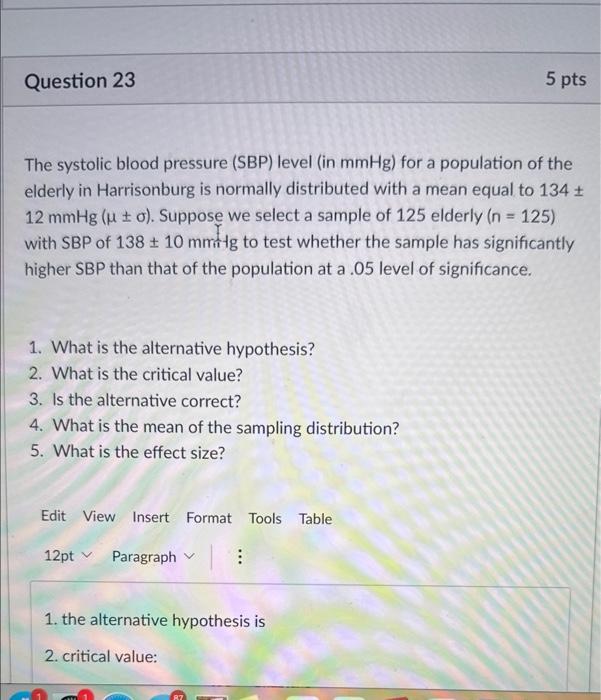 Solved The systolic blood pressure (SBP) level (in mmHg ) | Chegg.com