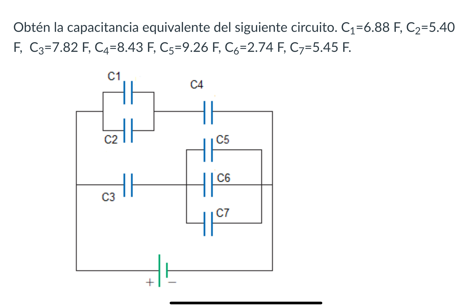 Solved Obtén la capacitancia equivalente del siguiente | Chegg.com