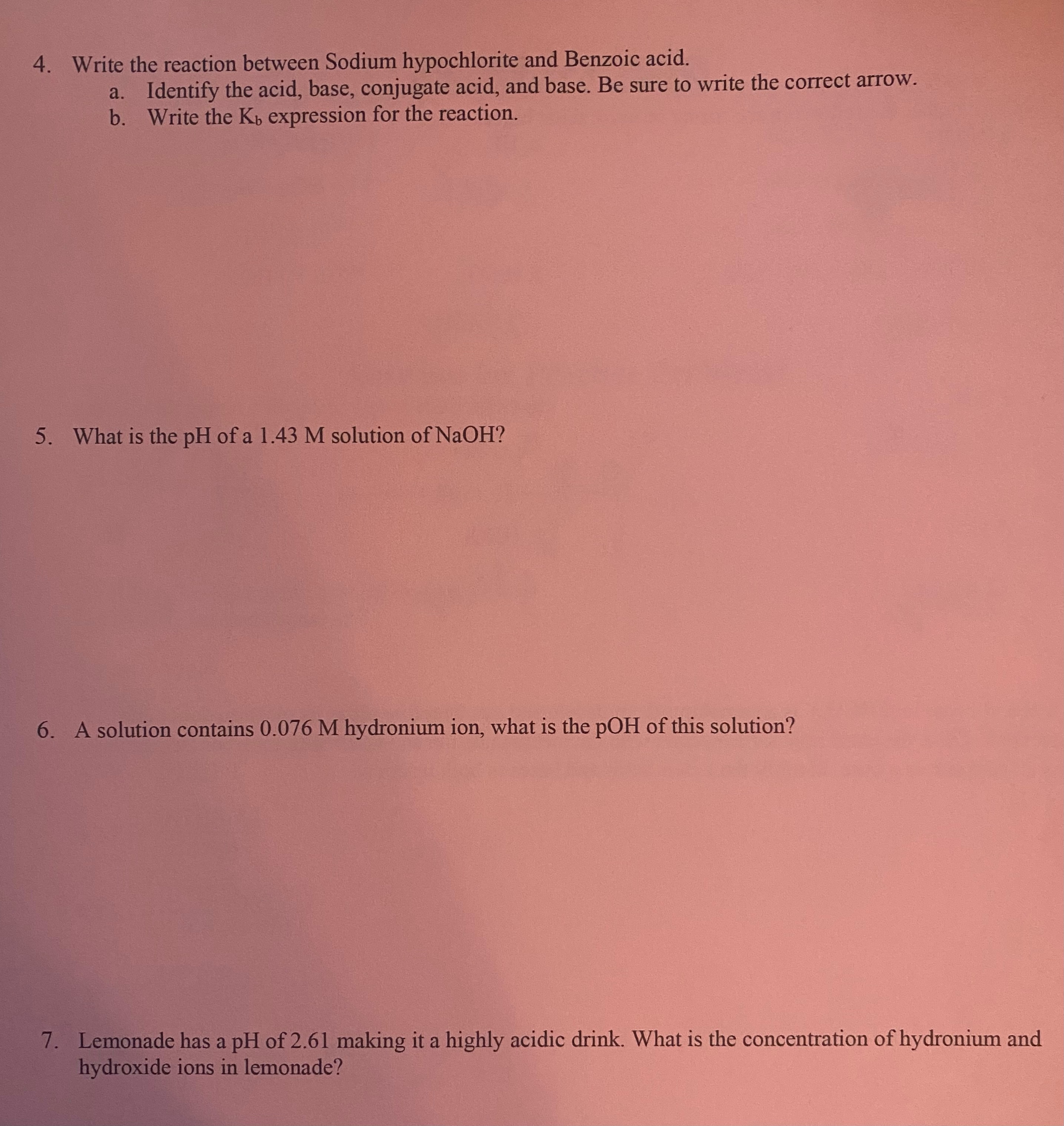 Solved Questions 4-7 ﻿Write the reaction between Sodium | Chegg.com