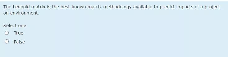 Solved The Leopold matrix is the best-known matrix | Chegg.com