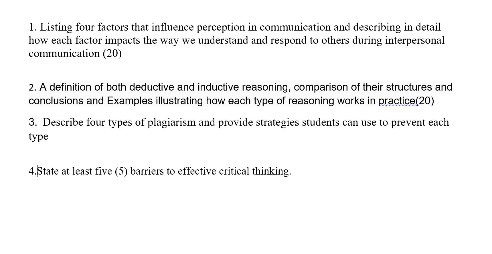 Solved 1. ﻿Listing four factors that influence perception in | Chegg.com