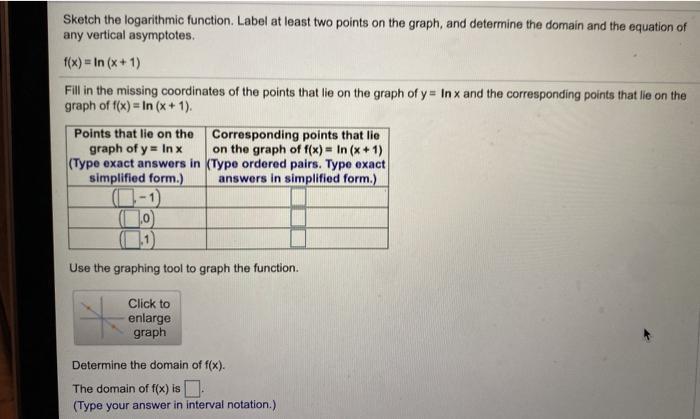 Solved Sketch the logarithmic function. Label at least two | Chegg.com