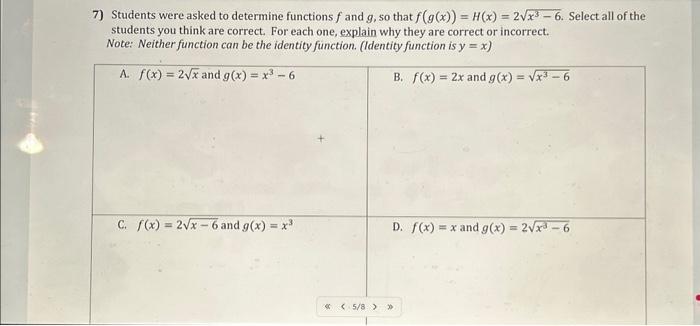 Solved 7) Students were asked to determine functions \\( f | Chegg.com