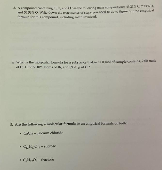 Solved 3. A compound containing C,H, and O has the following | Chegg.com