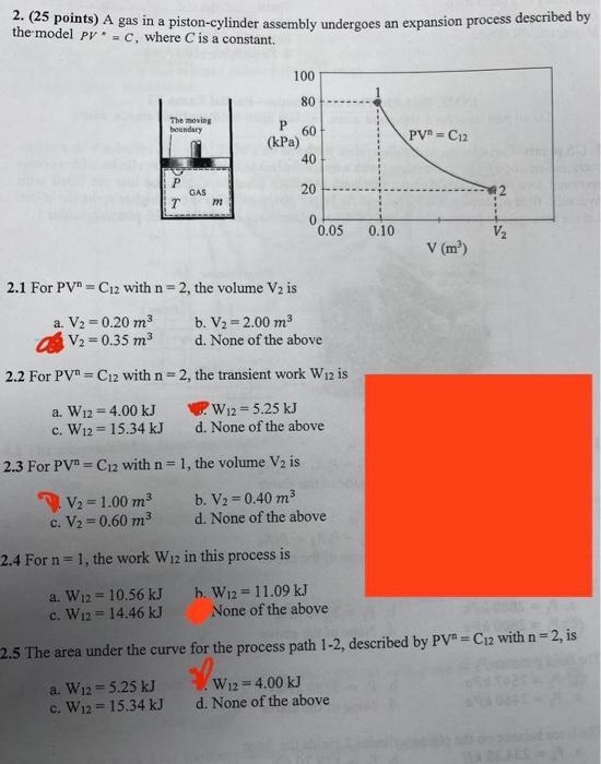 Solved 2. (25 points) A gas in a piston-cylinder assembly | Chegg.com