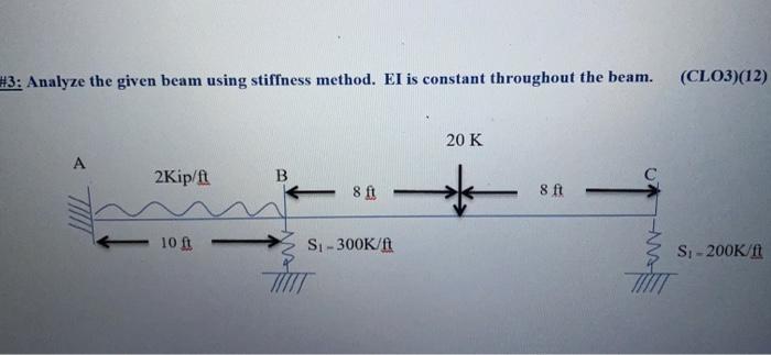 #3: Analyze the given beam using stiffness method. | Chegg.com