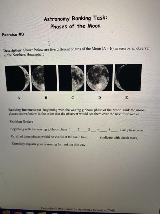 Solved Astronomy Ranking Task: Phases of the Moon Exercise | Chegg.com