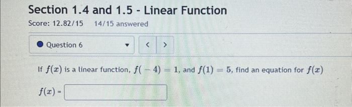 Solved Section 14 And 15 Linear Function Score 9129