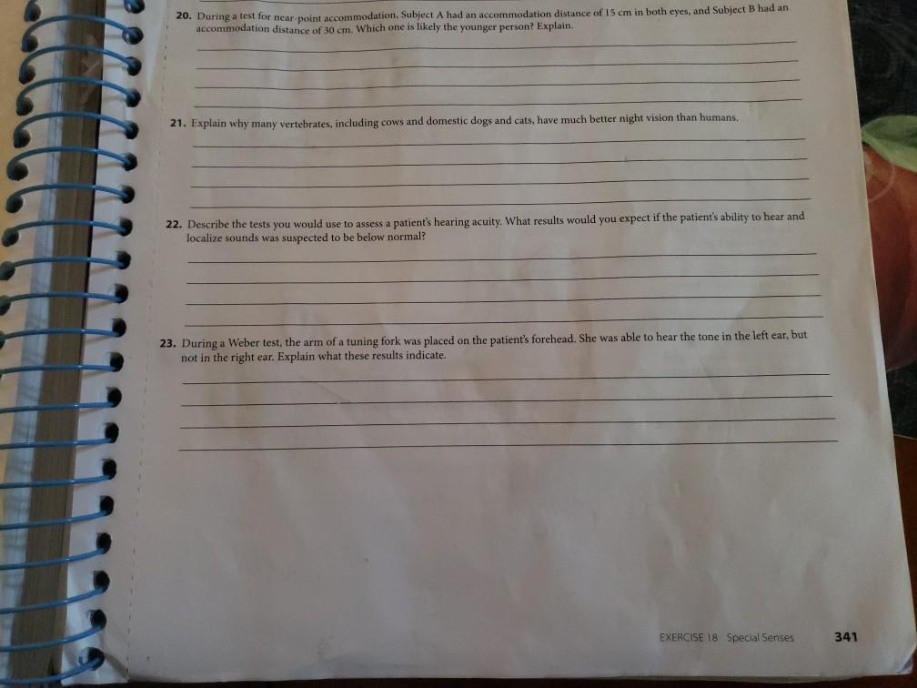 Solved 20. During a test for near-point accommodation. | Chegg.com