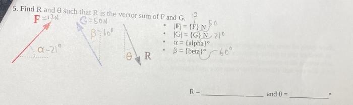 Solved Find R and theta such that R is the vector sum of F | Chegg.com