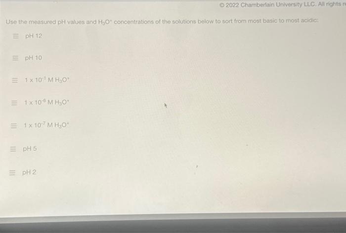 Solved Use the measured pH values and H3O+concentrations of | Chegg.com