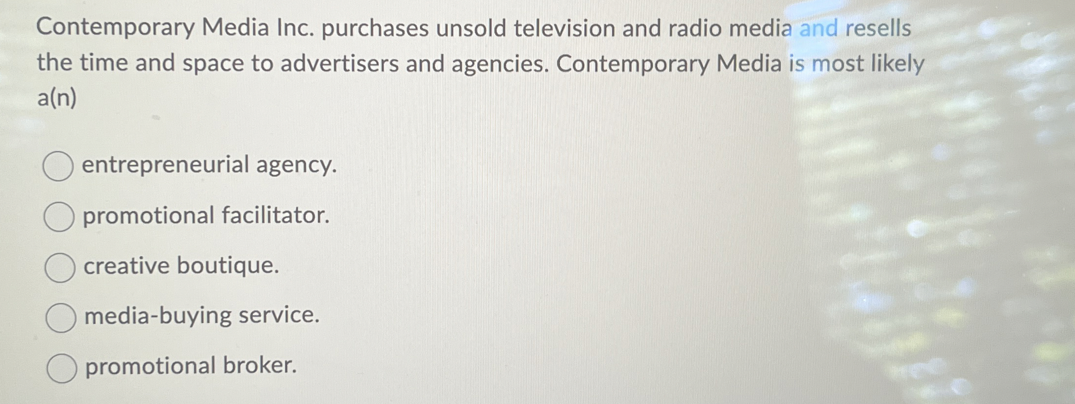 Solved Contemporary Media Inc. purchases unsold television | Chegg.com