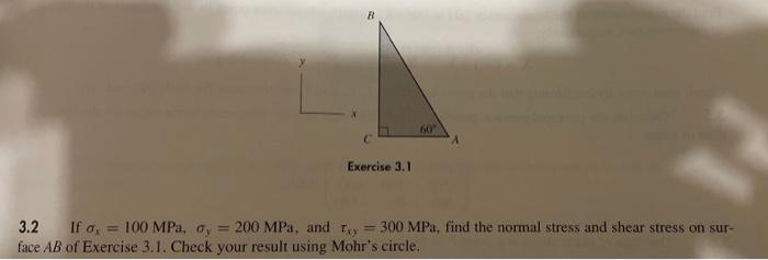 Solved 60 А Exercise 3.1 3.2 If a = 100 MPa, y 200 MPa, and | Chegg.com