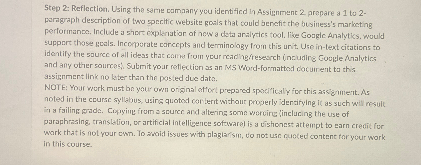 Solved Step 2: Reflection. Using the same company you | Chegg.com