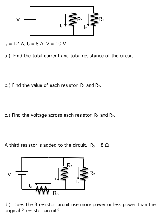 Solved I1=12A,I2=8A,V=10Va.) ﻿Find the total current and | Chegg.com