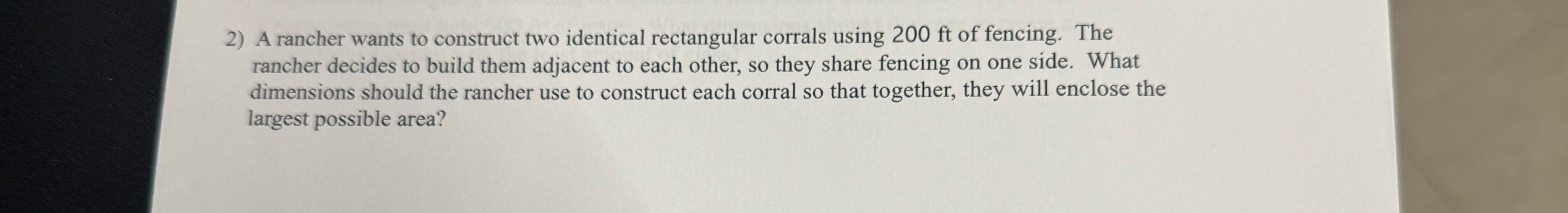 Solved A rancher wants to construct two identical | Chegg.com