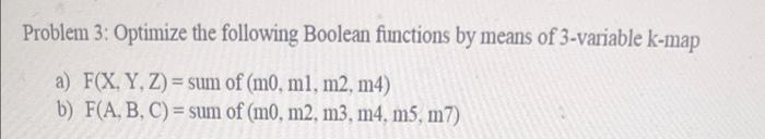 Solved Problem 3 Optimize The Following Boolean Functio 8149