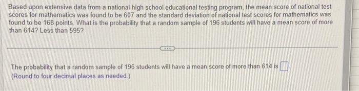 Solved Based upon extensive data from a national high school | Chegg.com