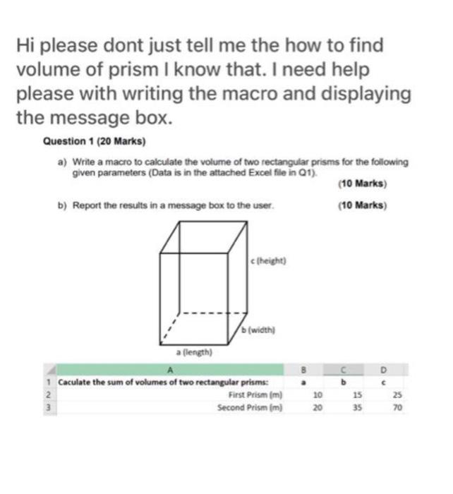 [Solved]: i need macro help please not formular for volume H