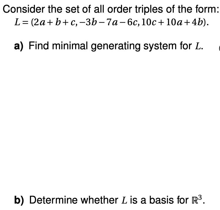 Solved Consider the set of all order triples of the | Chegg.com