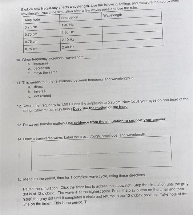 Solved Waves on a String Virtual Lab Go to phet, | Chegg.com