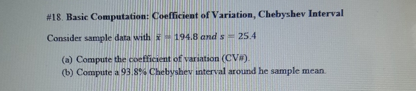 Solved #18. ﻿Basic Computation: Coefficient of Variation, | Chegg.com