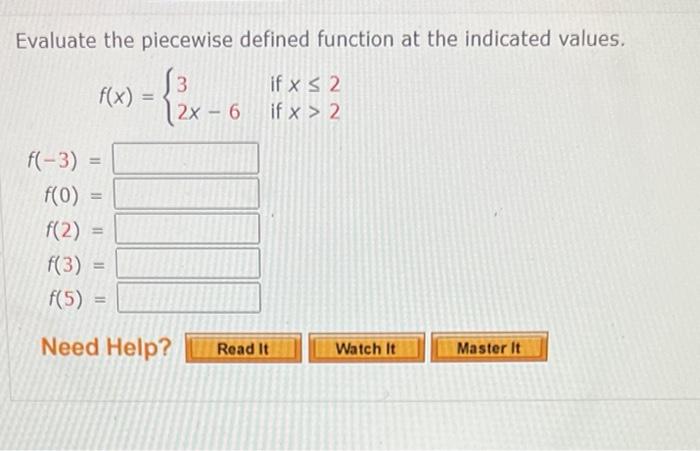 Solved Evaluate the piecewise defined function at the | Chegg.com