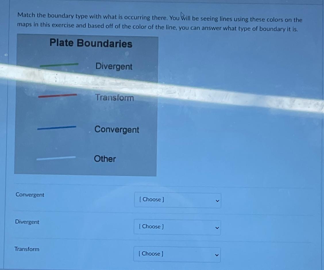 Solved Match the boundary type with what is occurring there. | Chegg.com