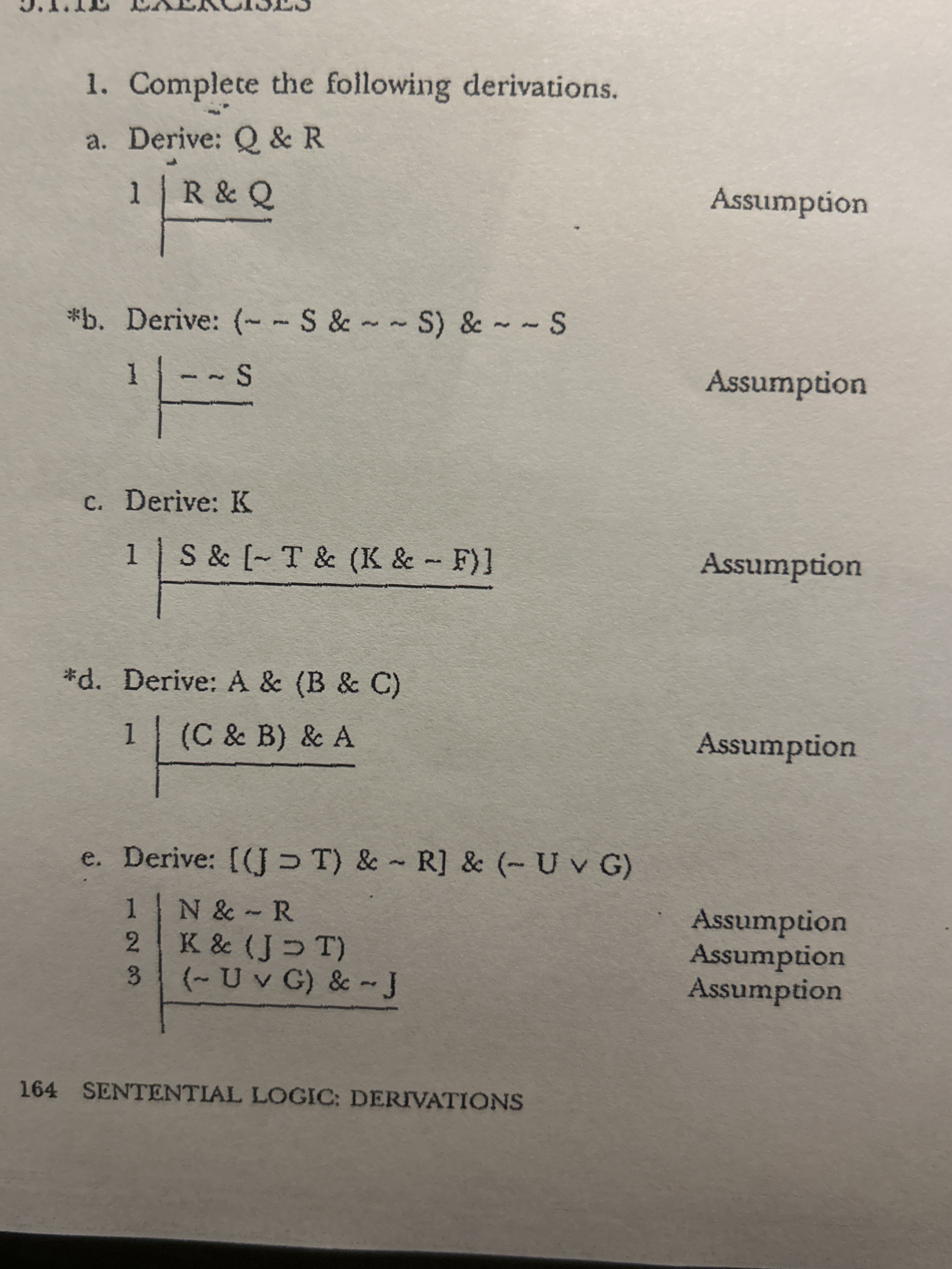 Solved Complete the following derivations.Thats shown in the | Chegg.com