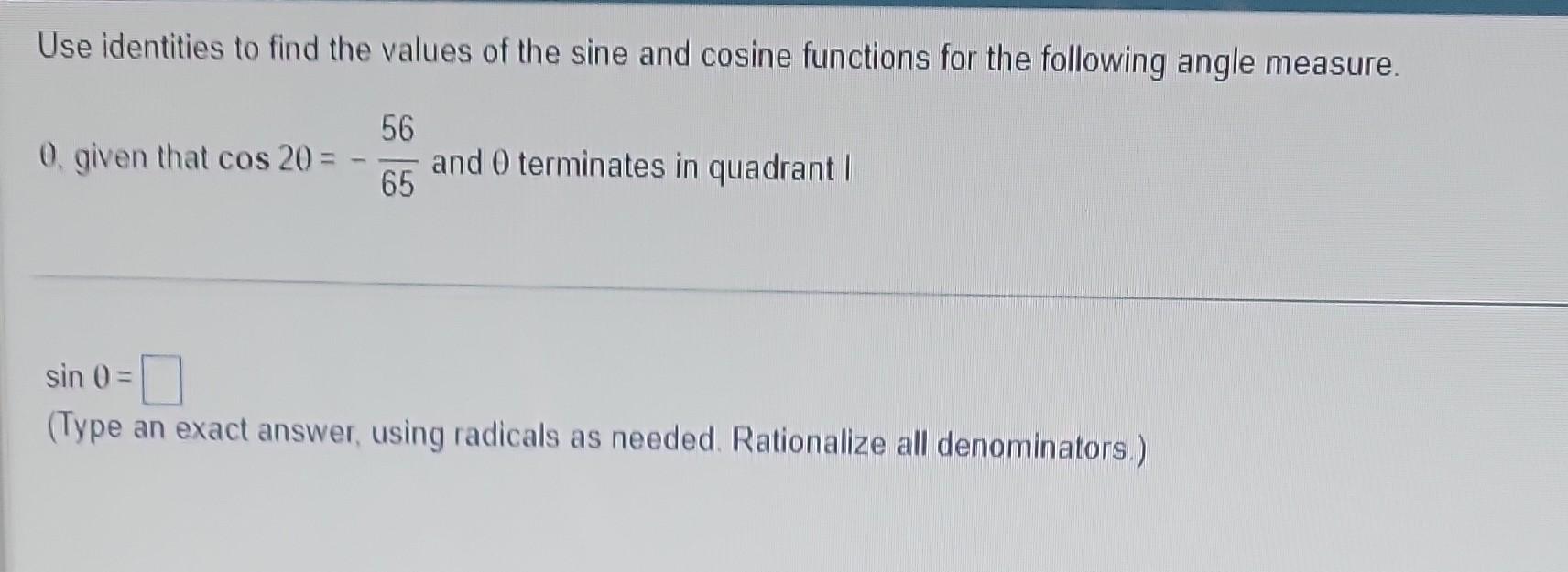 Solved Use a double-angle identity to find the exact value | Chegg.com