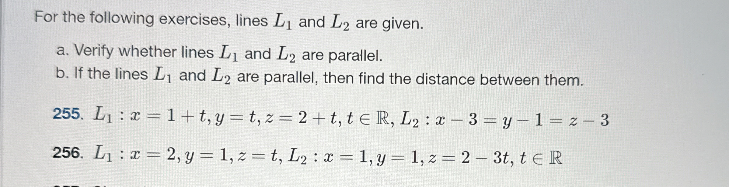 Solved For the following exercises, lines L1 ﻿and L2 ﻿are | Chegg.com