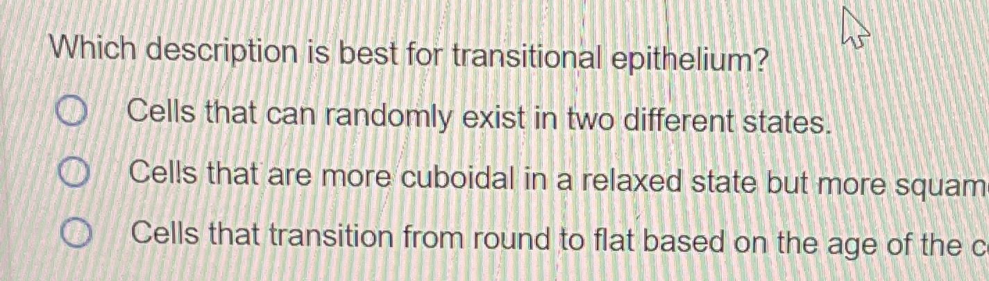 Solved Which description is best for transitional | Chegg.com