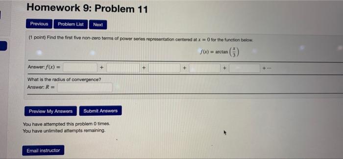 Solved Homework 9: Problem 11 1 Next Previous Probler List | Chegg.com