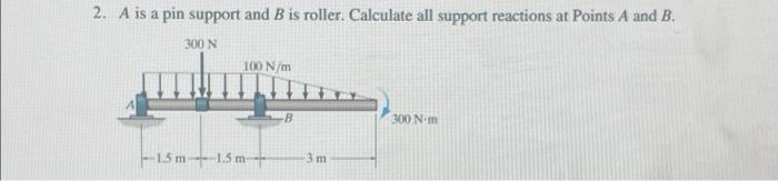 Solved 2. A is a pin support and B is roller. Calculate all | Chegg.com