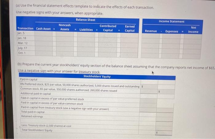 Solved Identifying and Analyzing Financial Statement Effects | Chegg.com