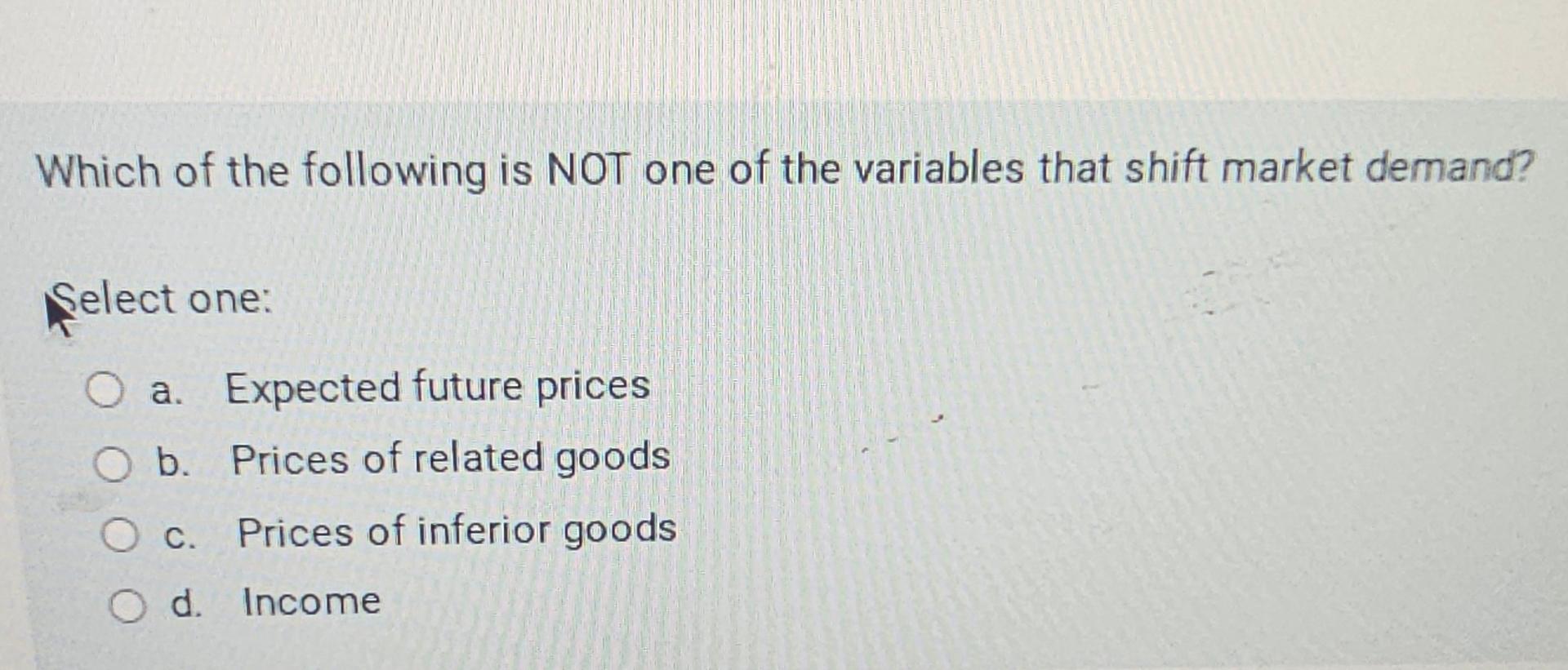 Solved Which of the following is NOT one of the variables | Chegg.com