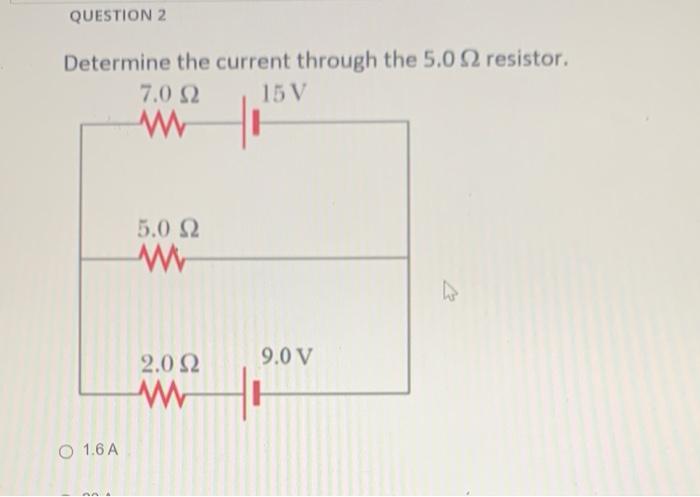 Solved Determine the current through the 5.0Ω resistor. | Chegg.com
