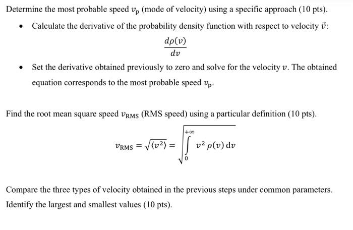 Solved Determine the most probable speed vp (mode of | Chegg.com