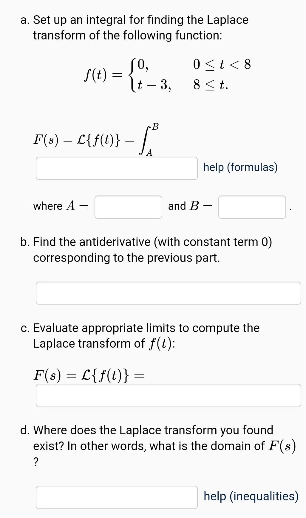 Solved a. Set up an integral for finding the Laplace | Chegg.com
