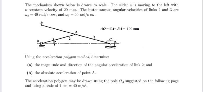 Solved The mechanism shown below is drawn to scale. The | Chegg.com
